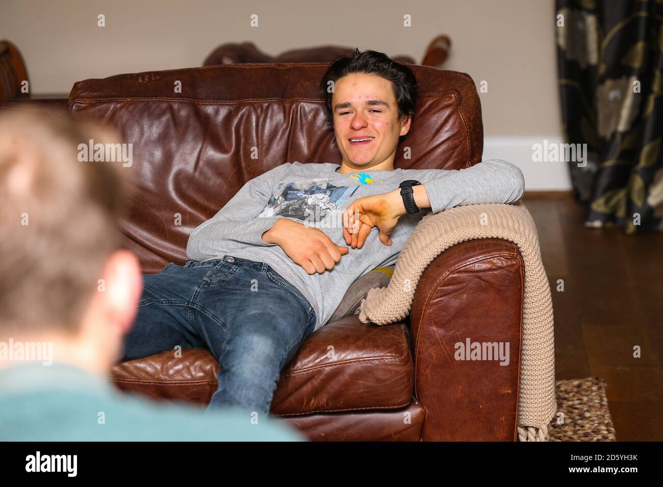 Cyclist Tom Piddock is interviewed in Leeds Stock Photo - Alamy