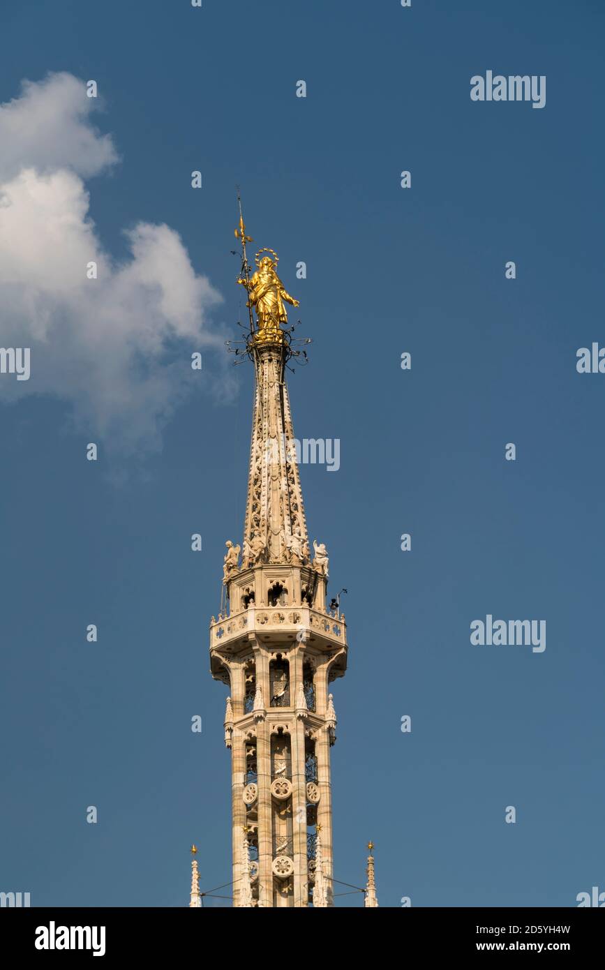 Italy, Milan, golden Madonna on top of Milan Cathedral Stock Photo - Alamy
