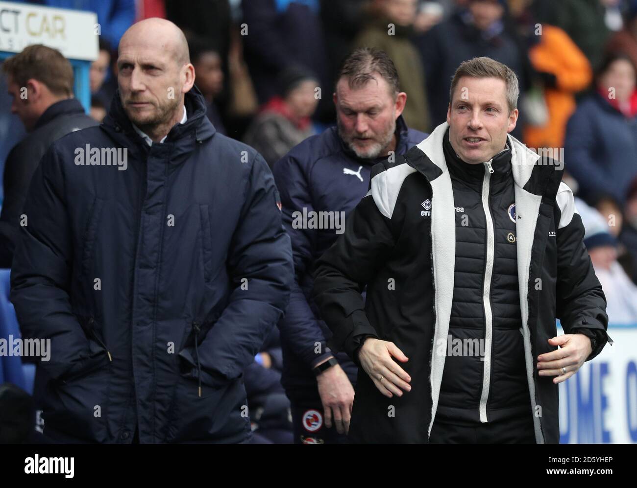 Millwall manager Neil Harris (right) and Reading manager Jaap Stam ...