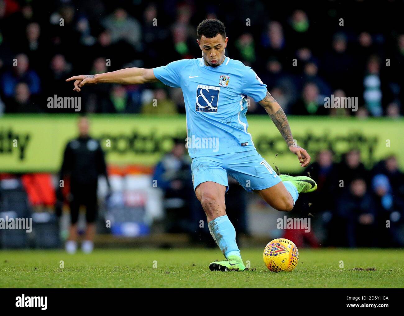 Coventry City's Jonson Clarke-Harris shoots wide from a free kick Stock ...