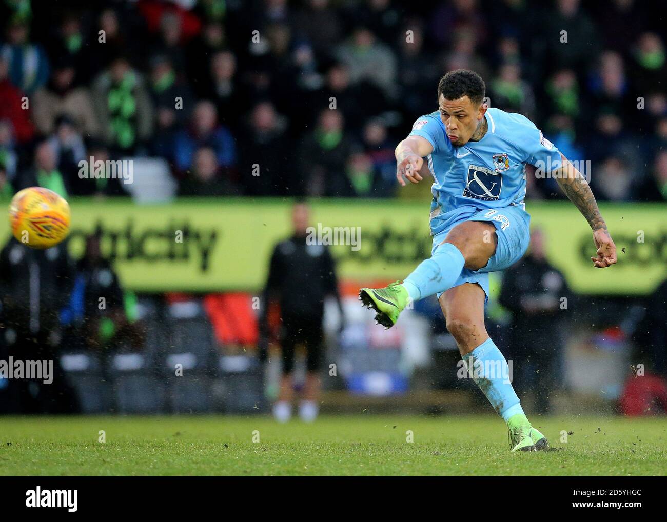 Coventry City's Jonson Clarke-Harris shoots wide from a free kick Stock ...