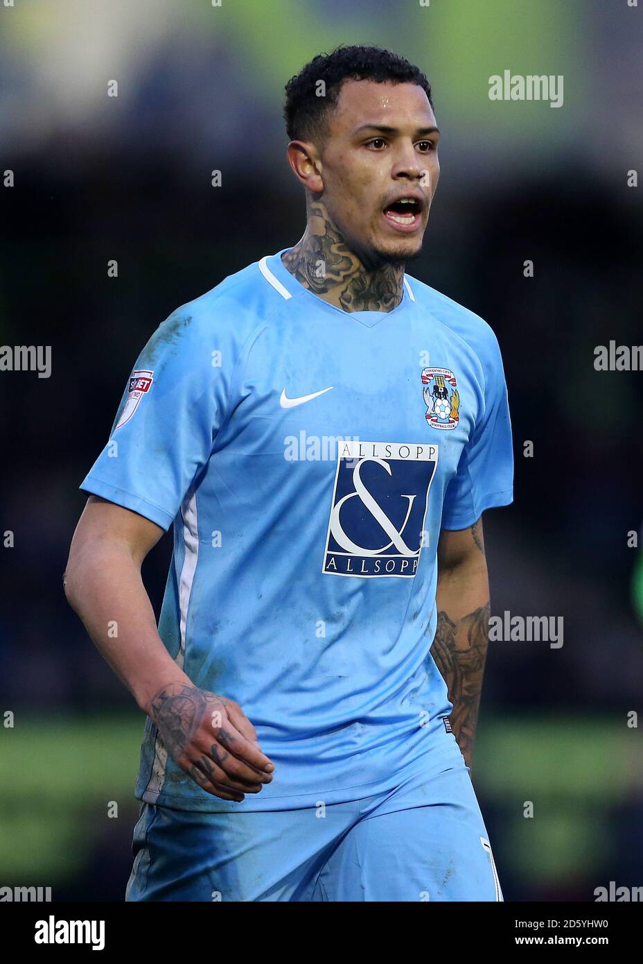 Coventry City's Jonson Clarke-Harris prepares for a Coventry City throw ...