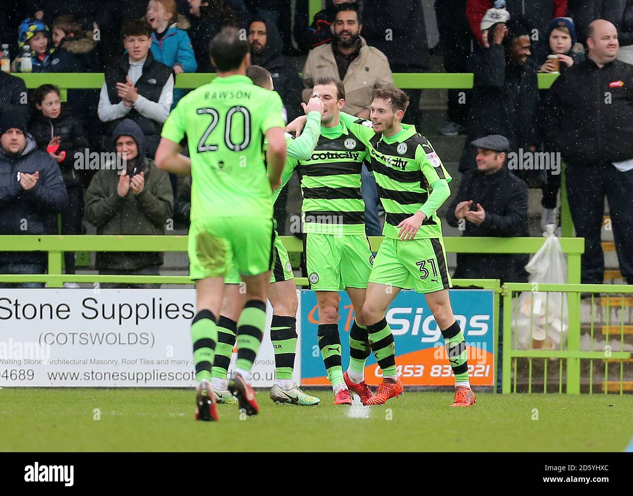 Forest Green Rovers Alex Bray (31) celebrates scoring his sides first ...