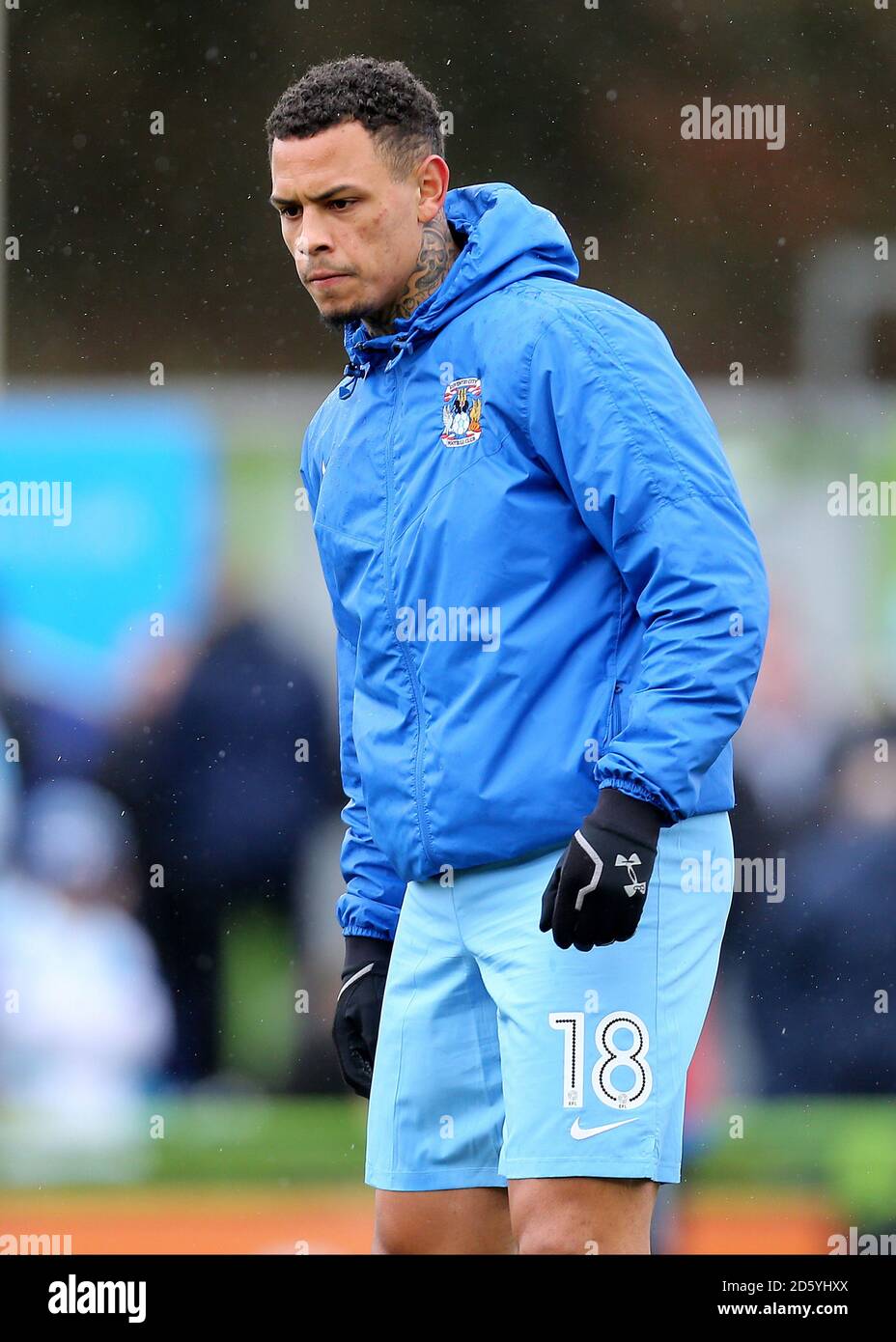 Coventry City's Jonson Clarke-Harris warms up before kick off Stock ...