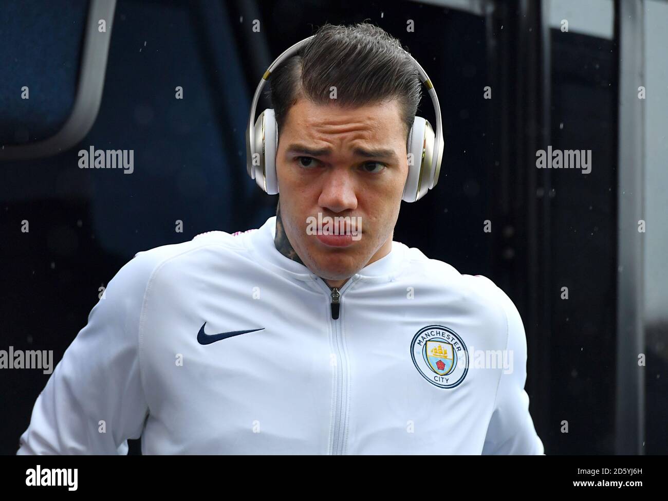 Manchester City goalkeeper Ederson arrives ahead of the match Stock ...