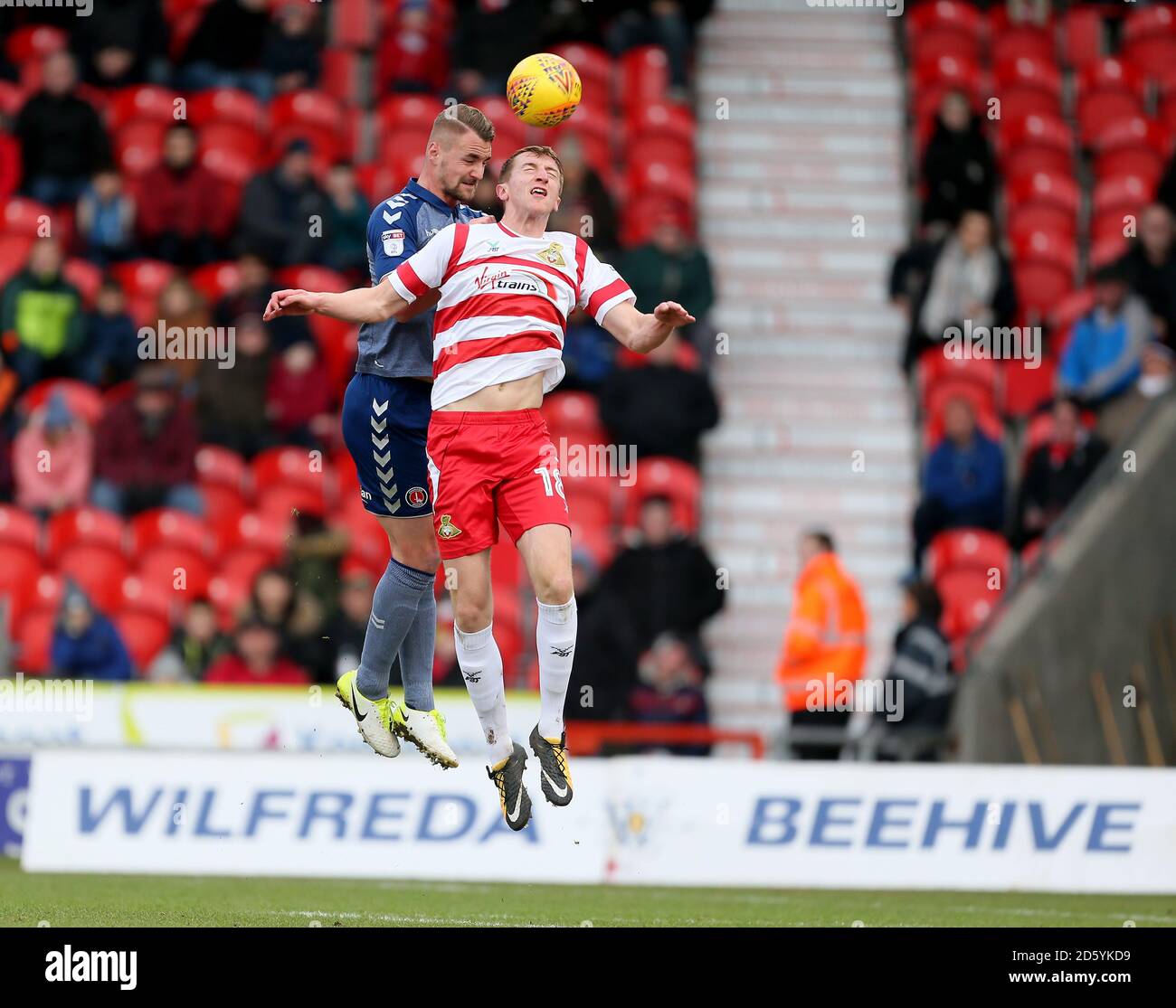 Charlton Athletic's Patrick Bauer scores with his header Stock Photo ...