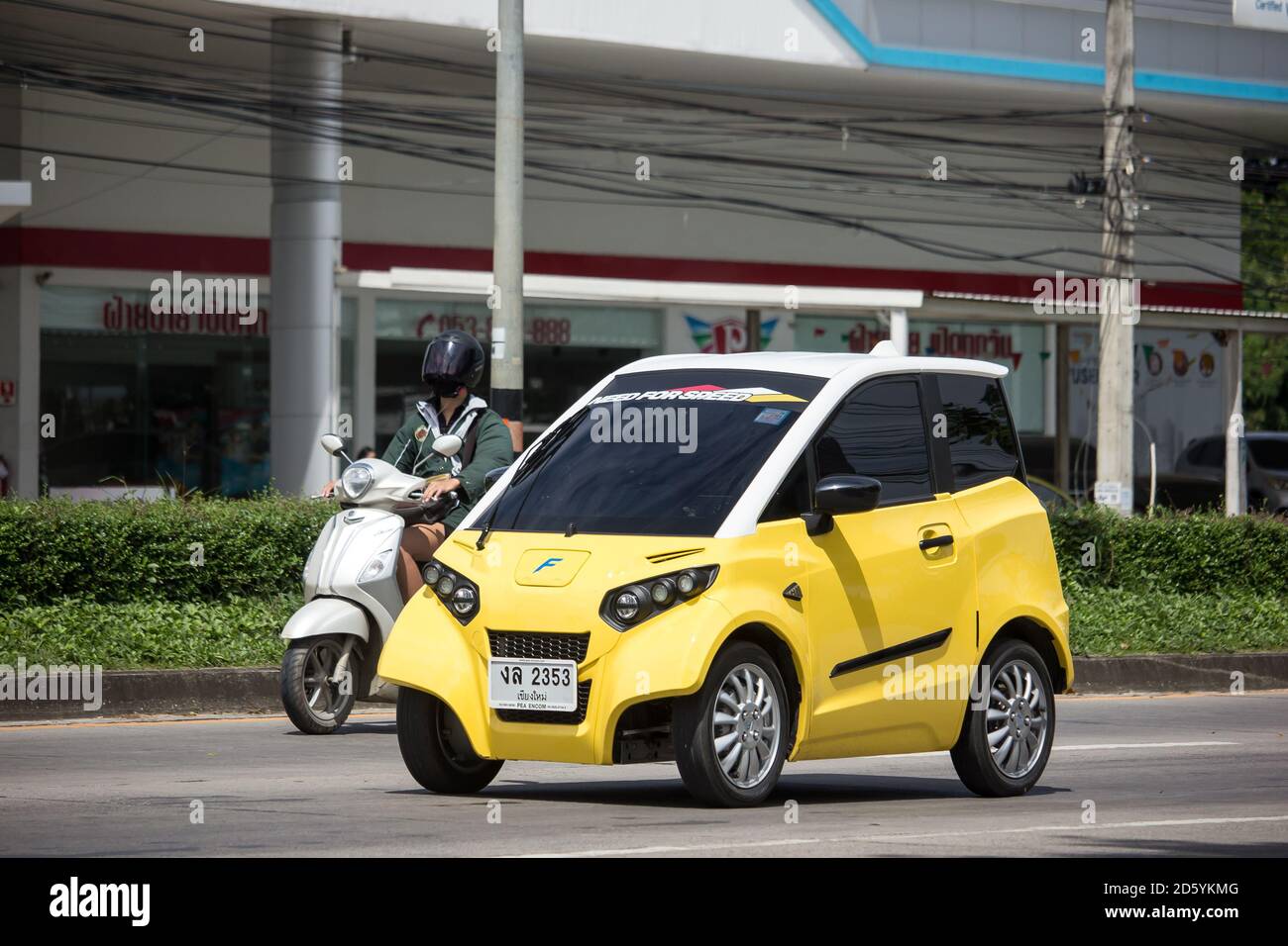 Chiangmai, Thailand - October 10 2020: FOMM ONE Budget Electric Vehicle ...