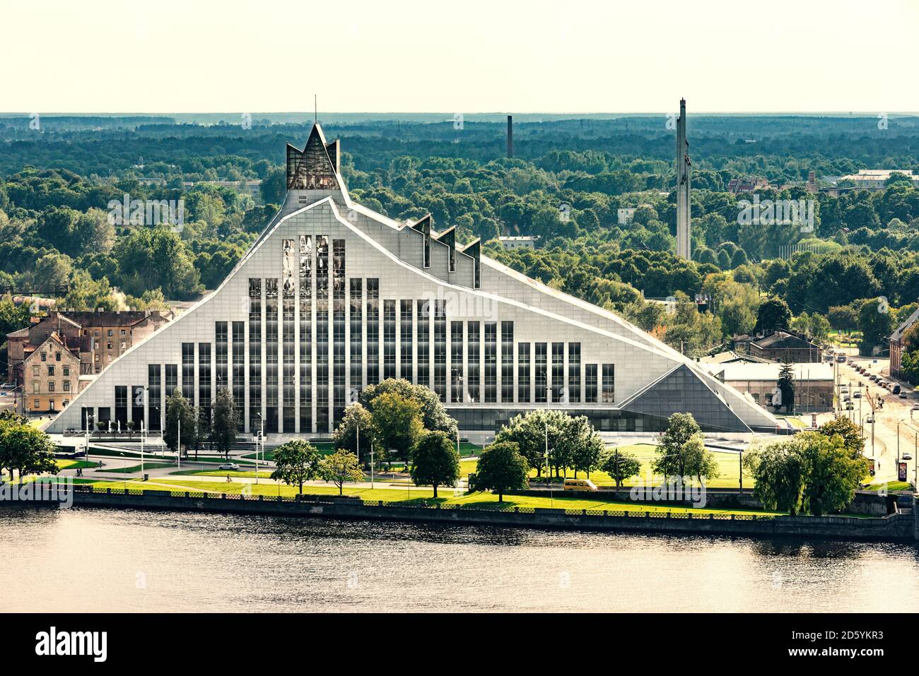 Latvia, Riga, national library at Daugava River Stock Photo - Alamy