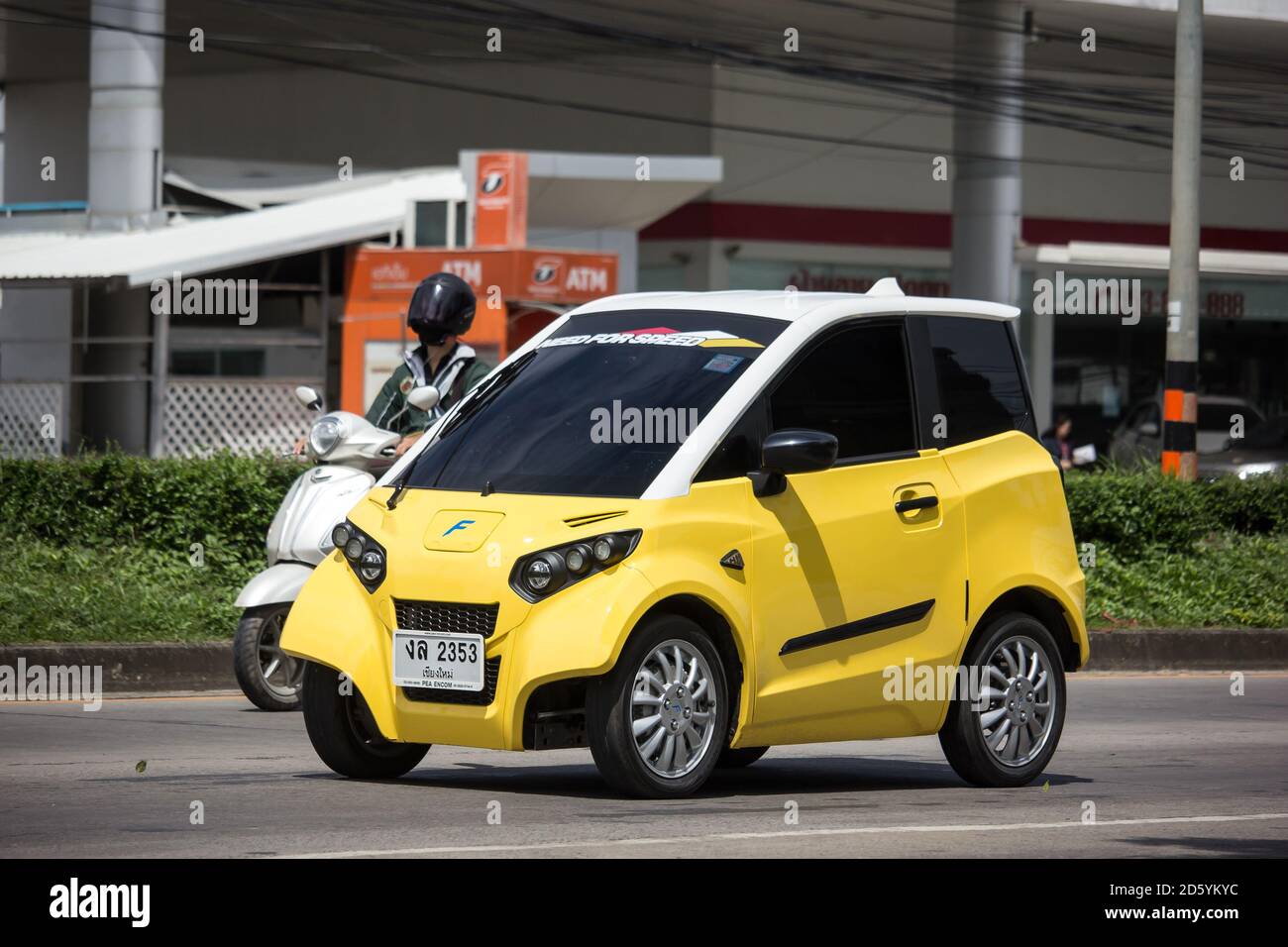 Chiangmai, Thailand - October 10 2020: FOMM ONE Budget Electric Vehicle ...