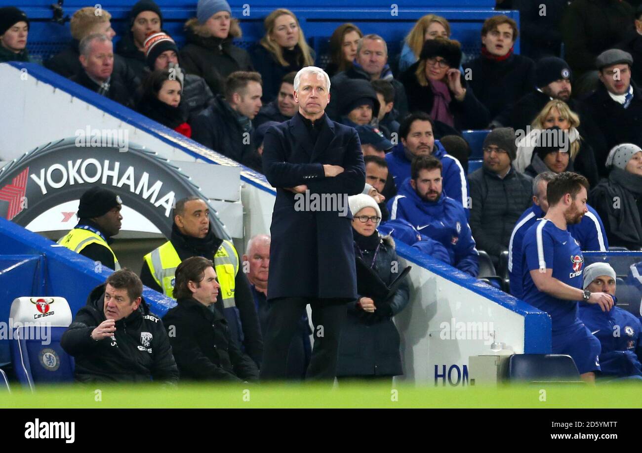 West Bromwich Albion manager Alan Pardew reacts after his side concede ...