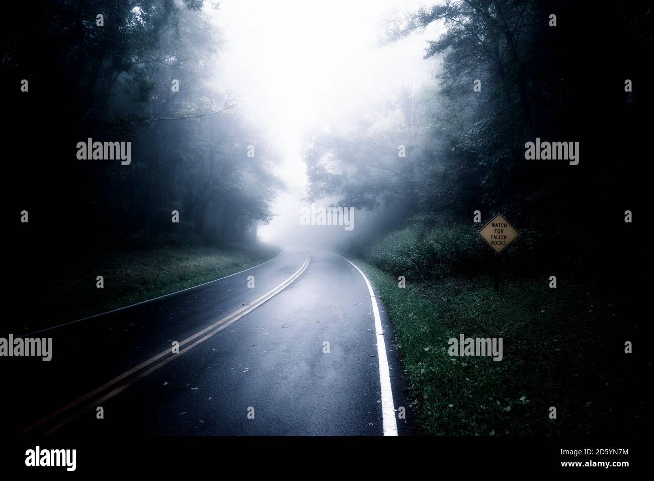 USA, Virginia, Blue Ridge Parkway on rainy and misty day Stock Photo ...