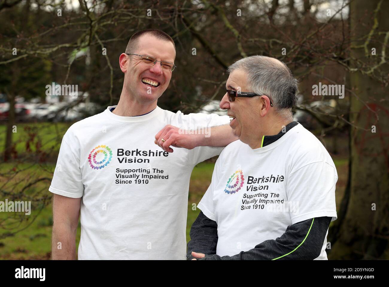Running Guide Andrew Russell, and blind jogger Derek Gardner as they ...