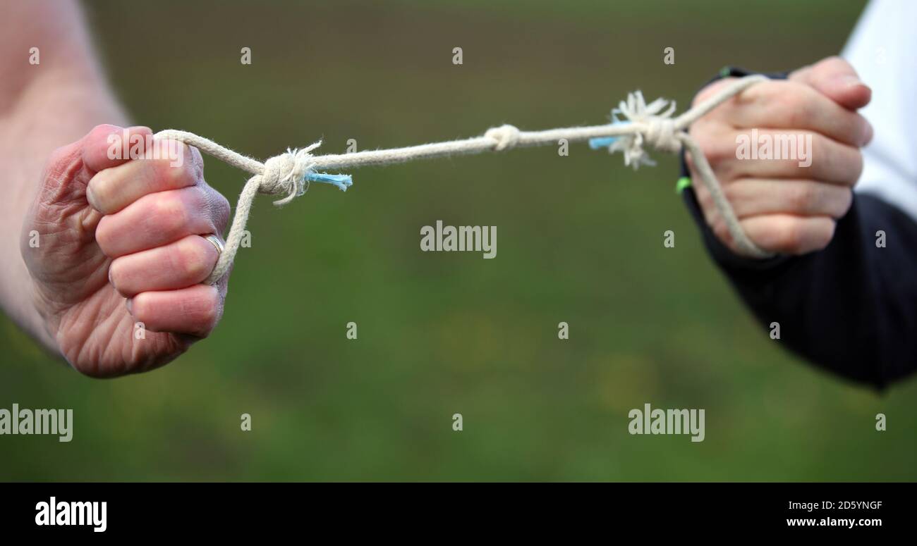 Close up of the guide rope as Andrew Russell (left) guides Derek ...