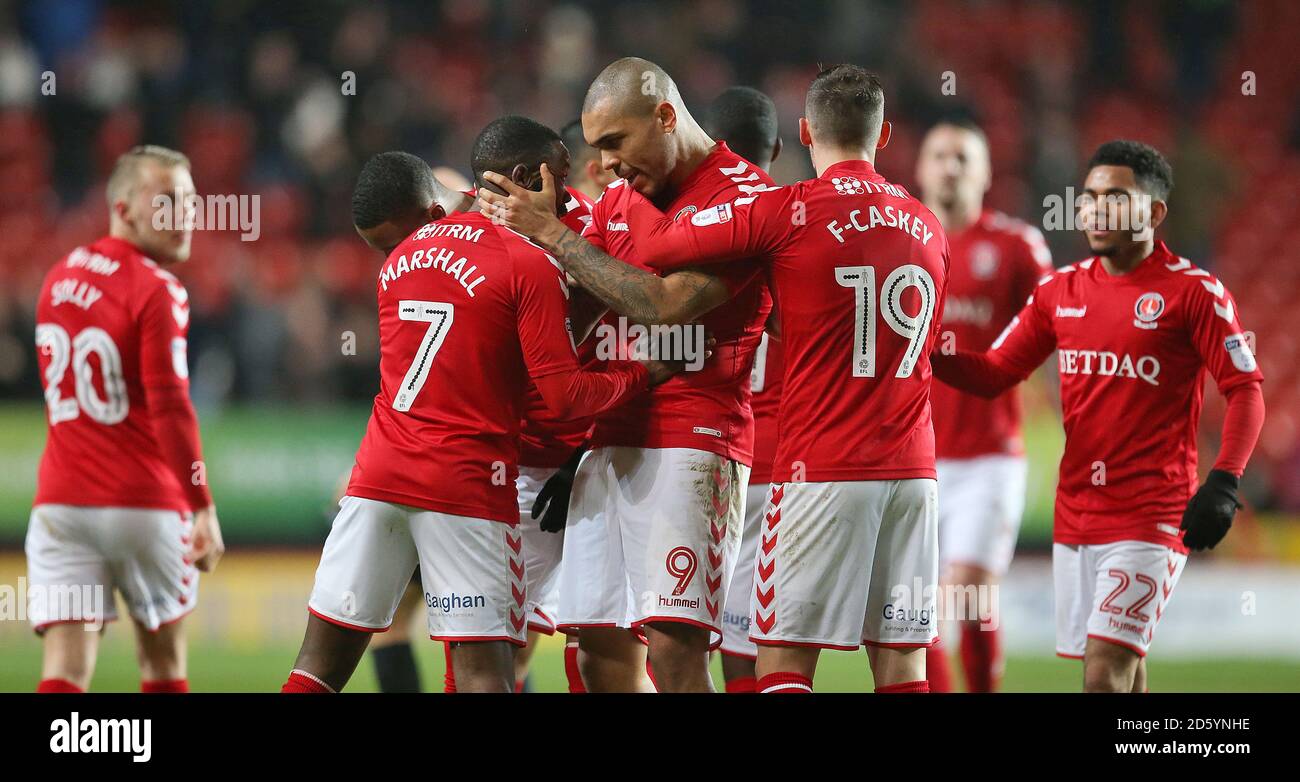 Charlton Athletic's Josh Magennis celebrates scoring his side's first ...