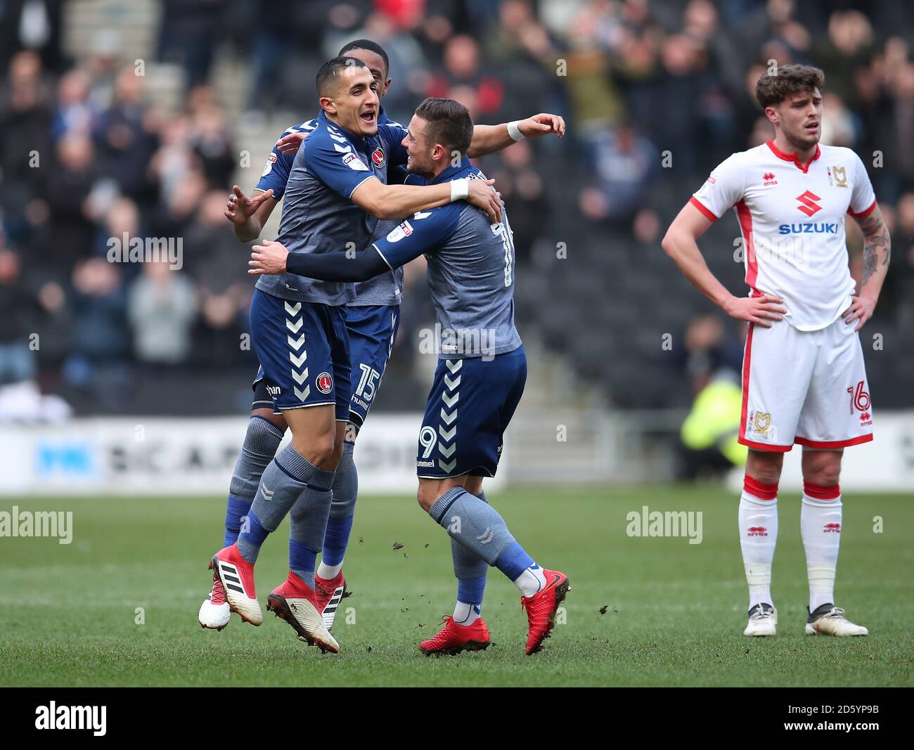Charlton Athletic's Ahmed Kashi celebrates scoring his side's first ...