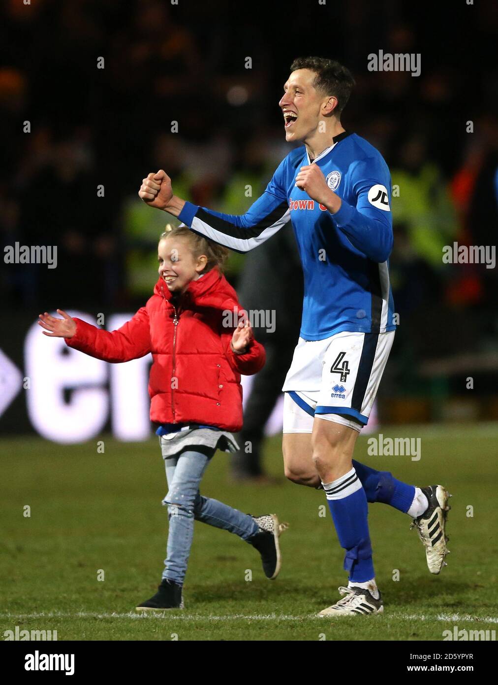 Rochdale's Jimmy McNulty celebrates after the final whistle against ...