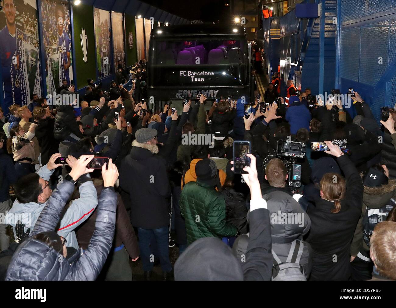 Barcelona's team bus arrives at the ground Stock Photo - Alamy