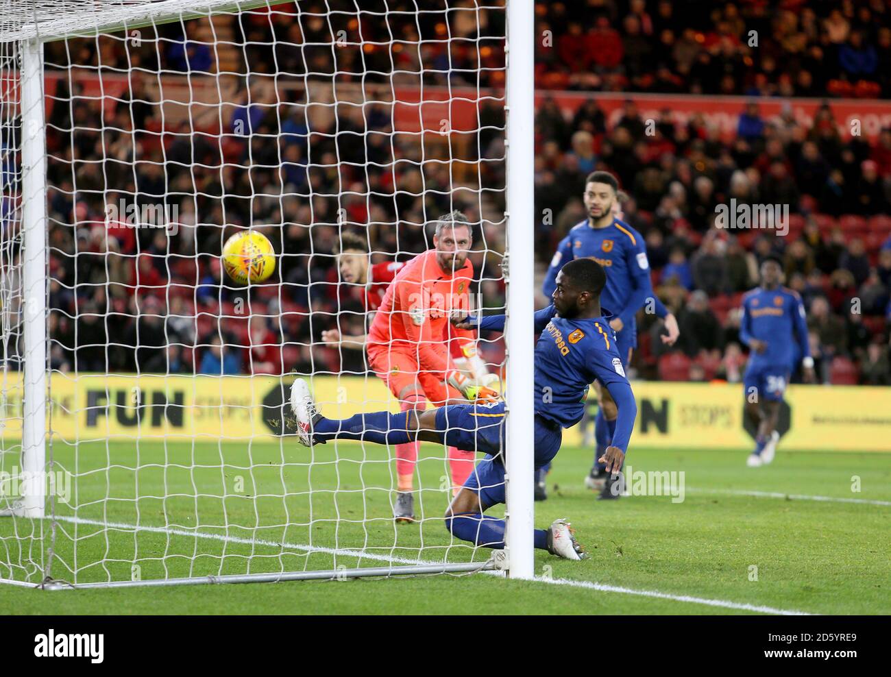 Middlesbrough's Rudy Gestede scores his 2nd goal as Hull City's Fikayo ...