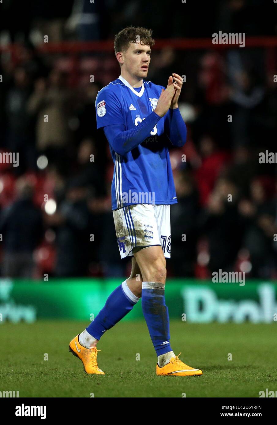 Birmingham City's Sam Gallagher applauds the fans at full time Stock ...