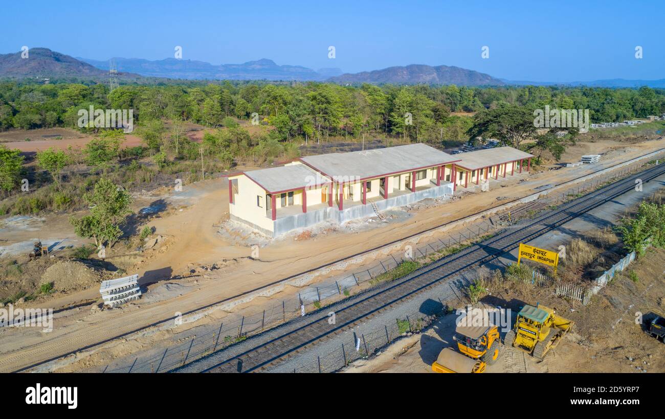 Aerial shot of the abandoned Dasgaon railway station Stock Photo - Alamy