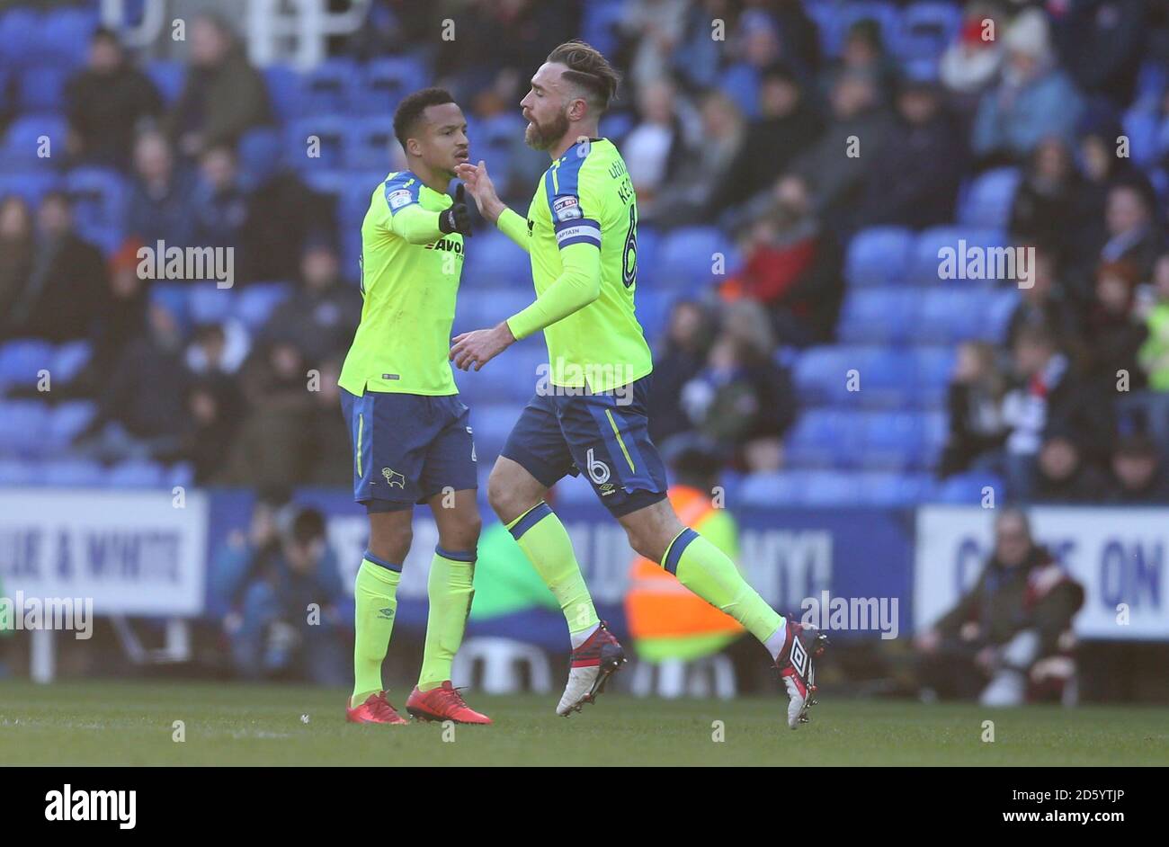 Derby countys richard keogh celebrates scoring hi-res stock photography ...