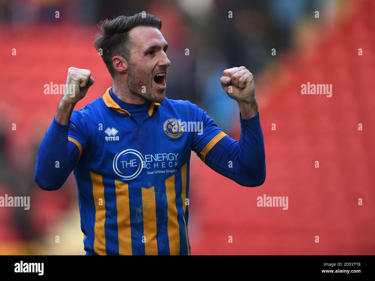 Shewsbury Town's Alex Rodman celebrates at full time Stock Photo - Alamy