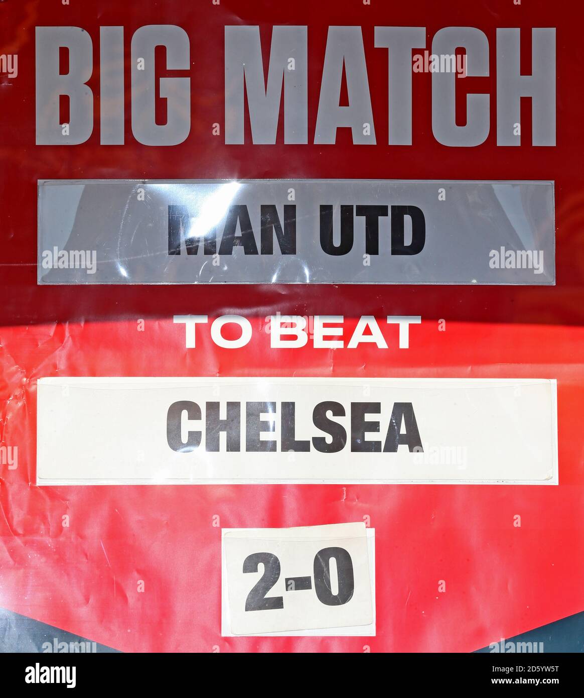 Bookmakers window display for the game between Manchester United and ...