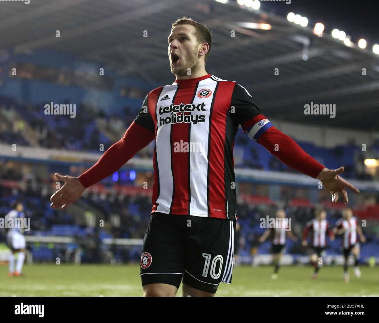 Sheffield United's Billy Sharp celebrates scoring his side's third goal ...