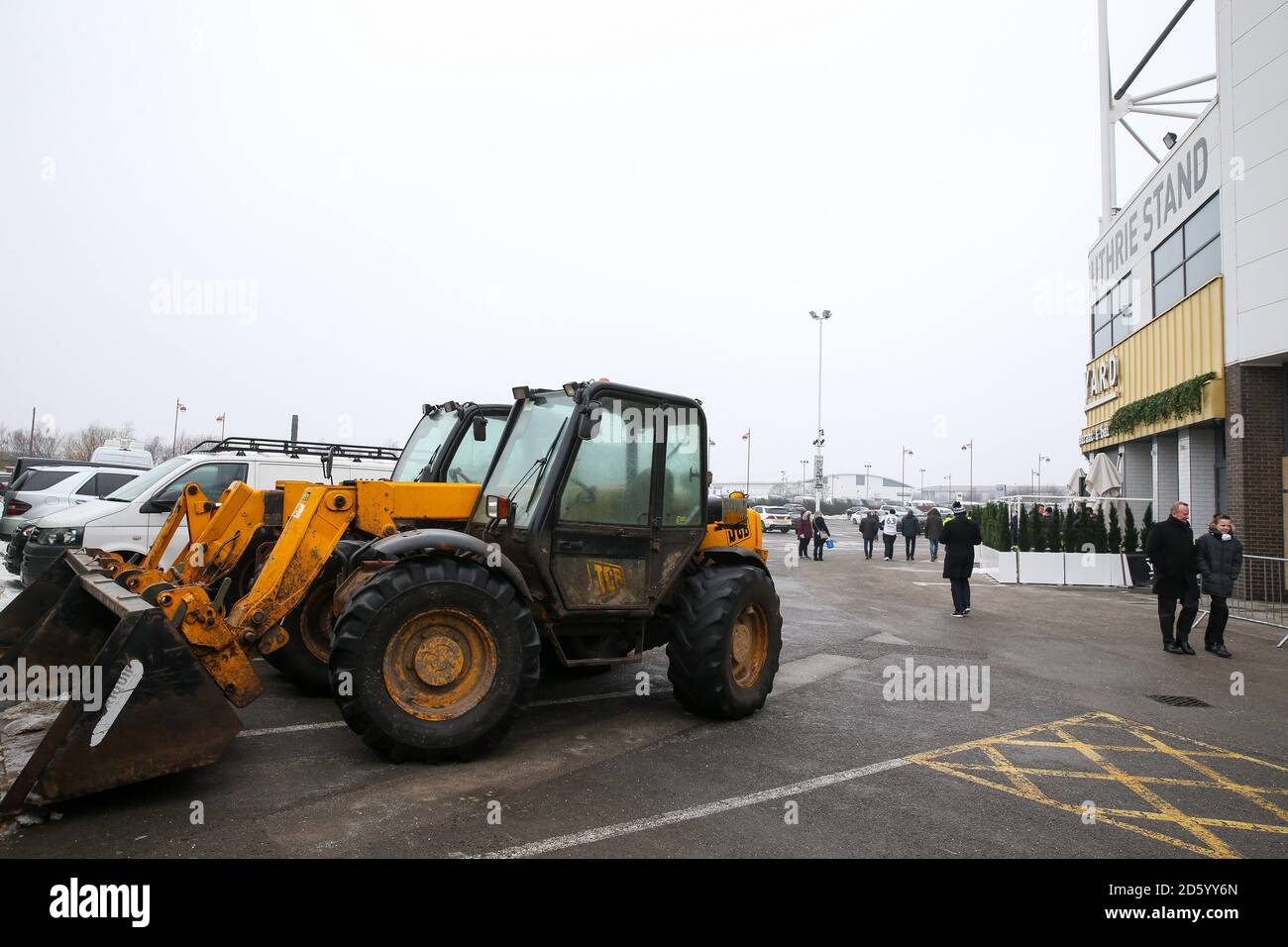 JCB equipment used to clear the car parks outside the stadium before ...