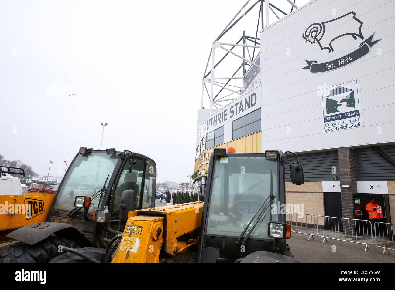 JCB equipment used to clear the car parks outside the stadium before ...