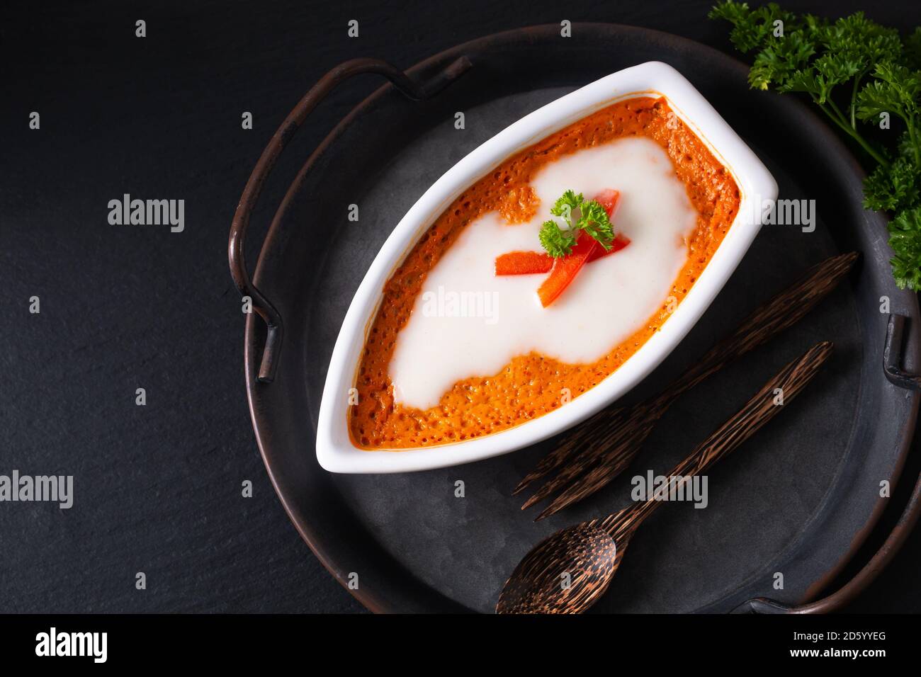 Asian food concept top view of Thai Steamed Curried Fish, Steamed Red ...