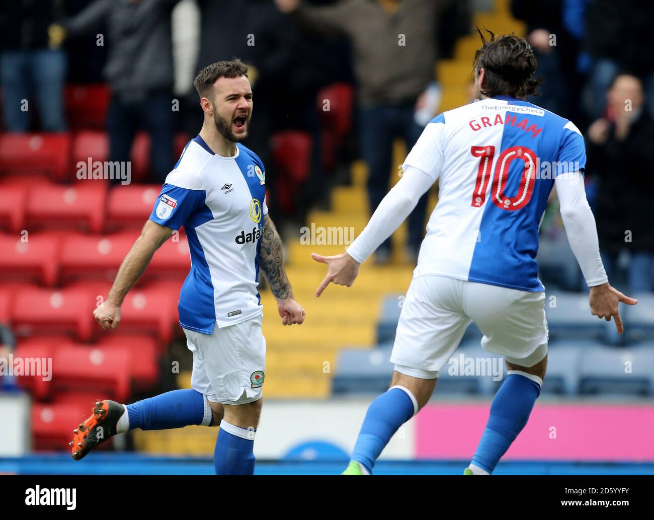 Blackburn's Adam Armstrong (left) celebrates with Danny Graham Stock ...