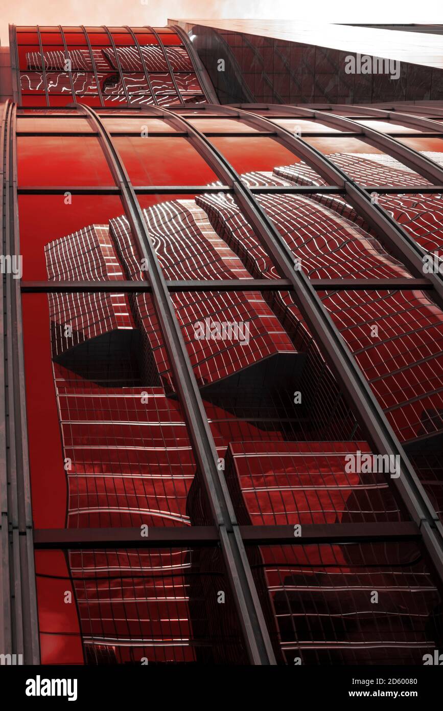 Canada, Ontario, Toronto, Bank of Montreal, red reflection, facade ...