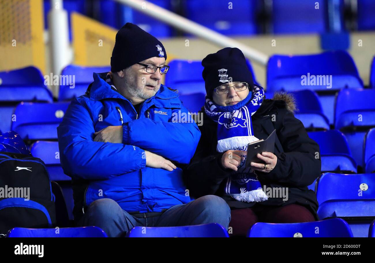Birmingham City fans in the stands Stock Photo - Alamy