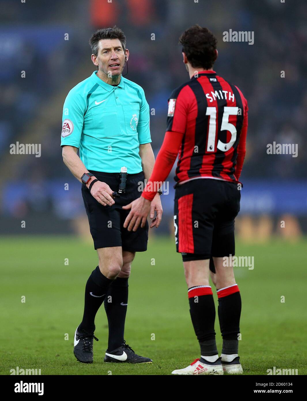 Match Referee Lee Probert exchanges words with AFC Bournemouth's Adam ...