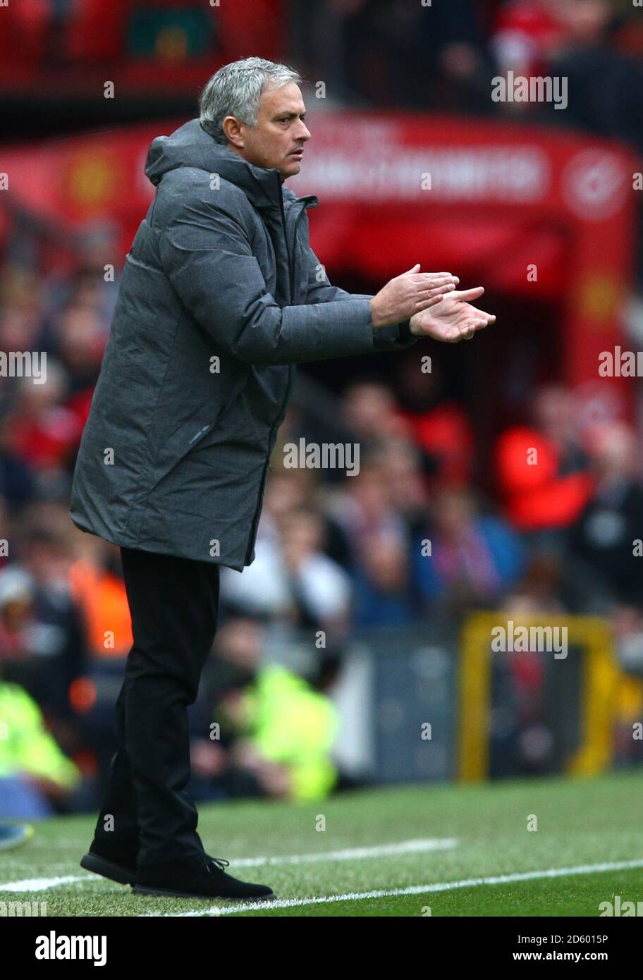 Manchester United manager Jose Mourinho gestures on the touchline Stock ...