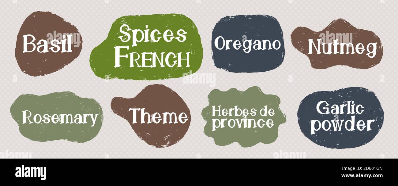 Speech text lable cuisine spice set. Collection design name designation ...