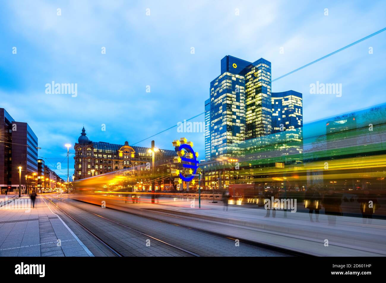 Germany, Frankfurt, Willy Brandt Platz, tramway, long exposure Stock ...