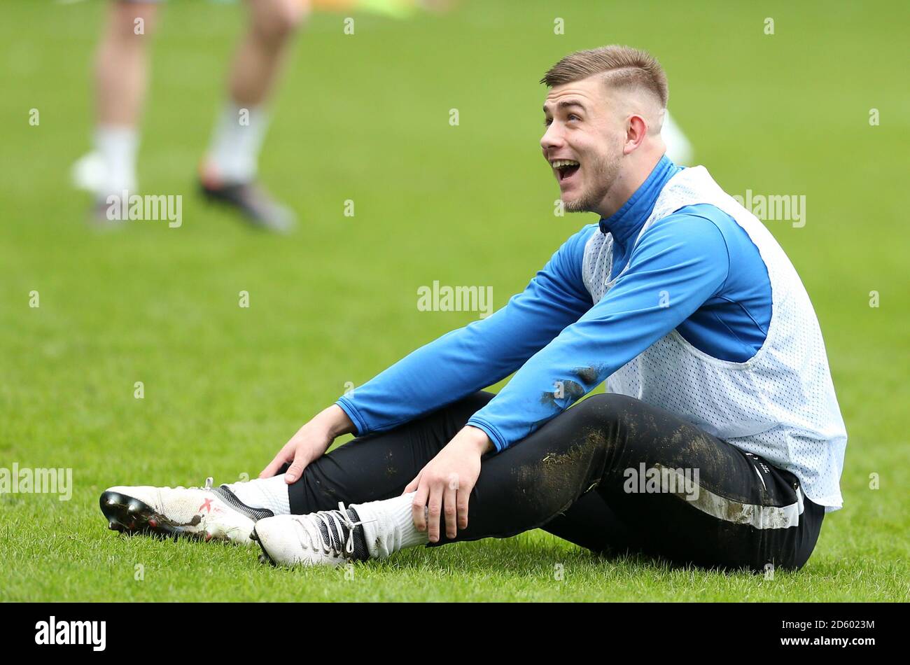 Coventry City's Josh Barrett shares a joke during training Stock Photo ...