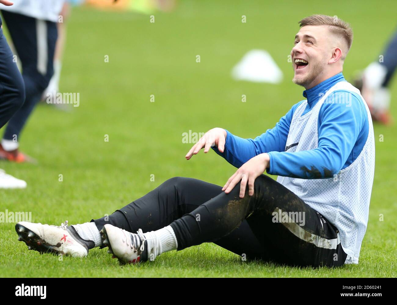 Coventry City's Josh Barrett shares a joke during training Stock Photo ...