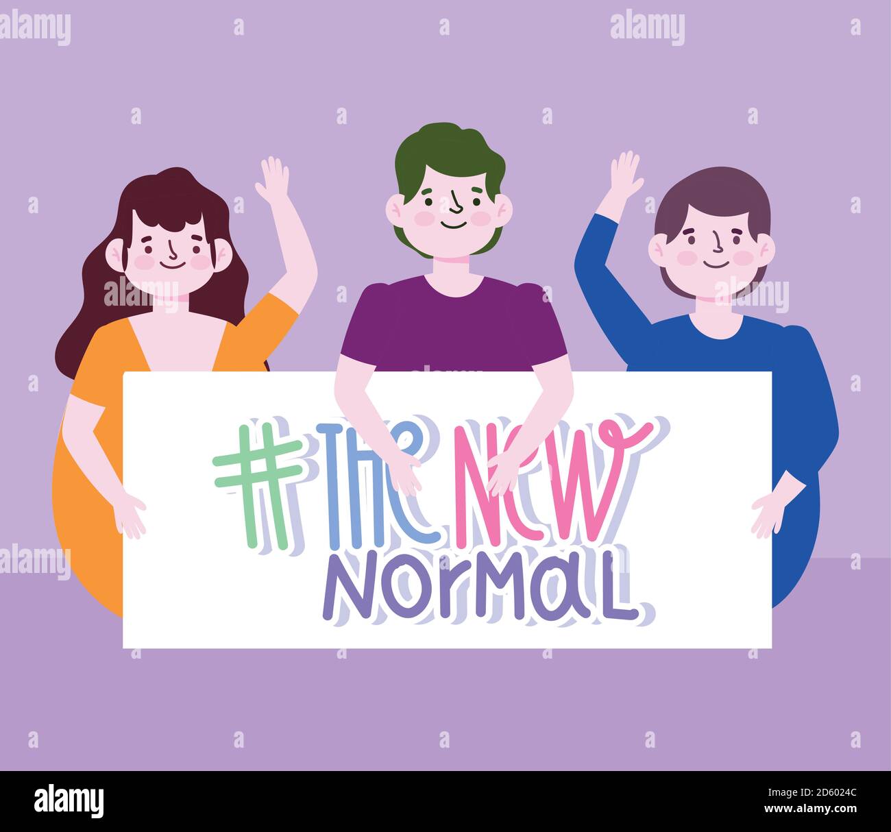 new normal lifestyle, happy people with placard new normal vector ...
