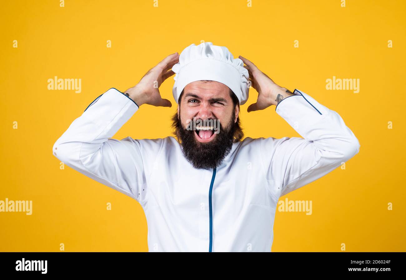 male cook wearing white uniform, happy chef Stock Photo - Alamy