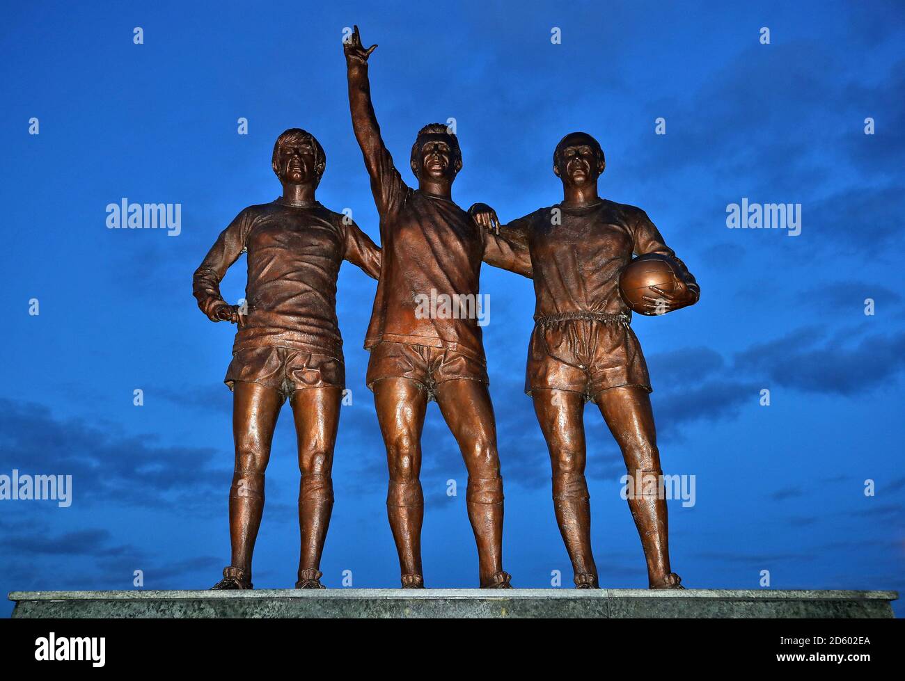 A view of the statue of Manchester United's 'Holy Trinity' of Sir Bobby ...