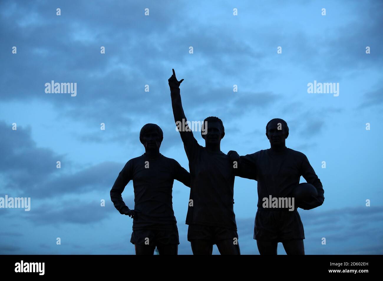 A view of the statue of Manchester United's 'Holy Trinity' of Sir Bobby ...