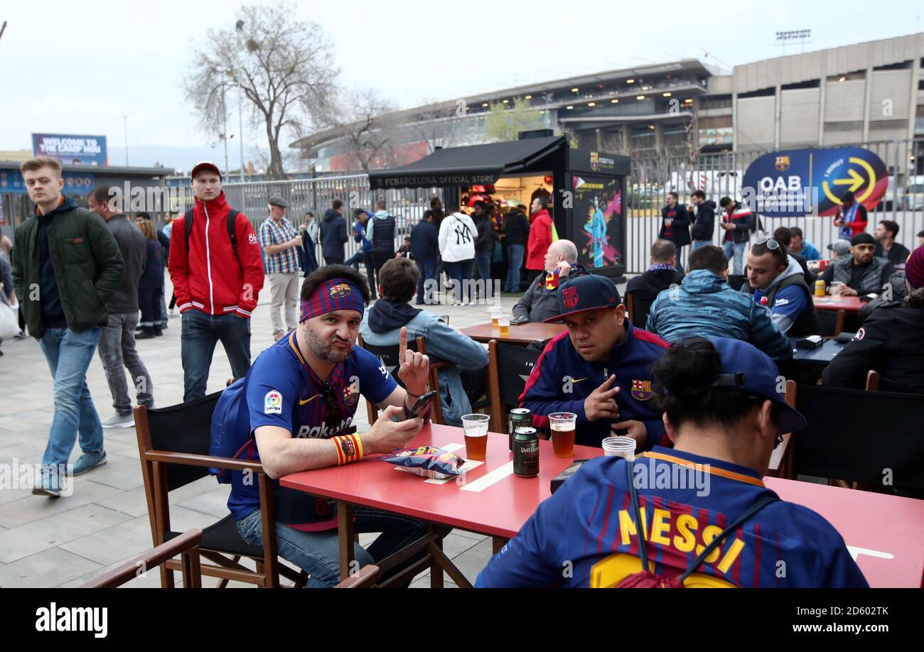Barcelona fans outside the stadium Stock Photo - Alamy
