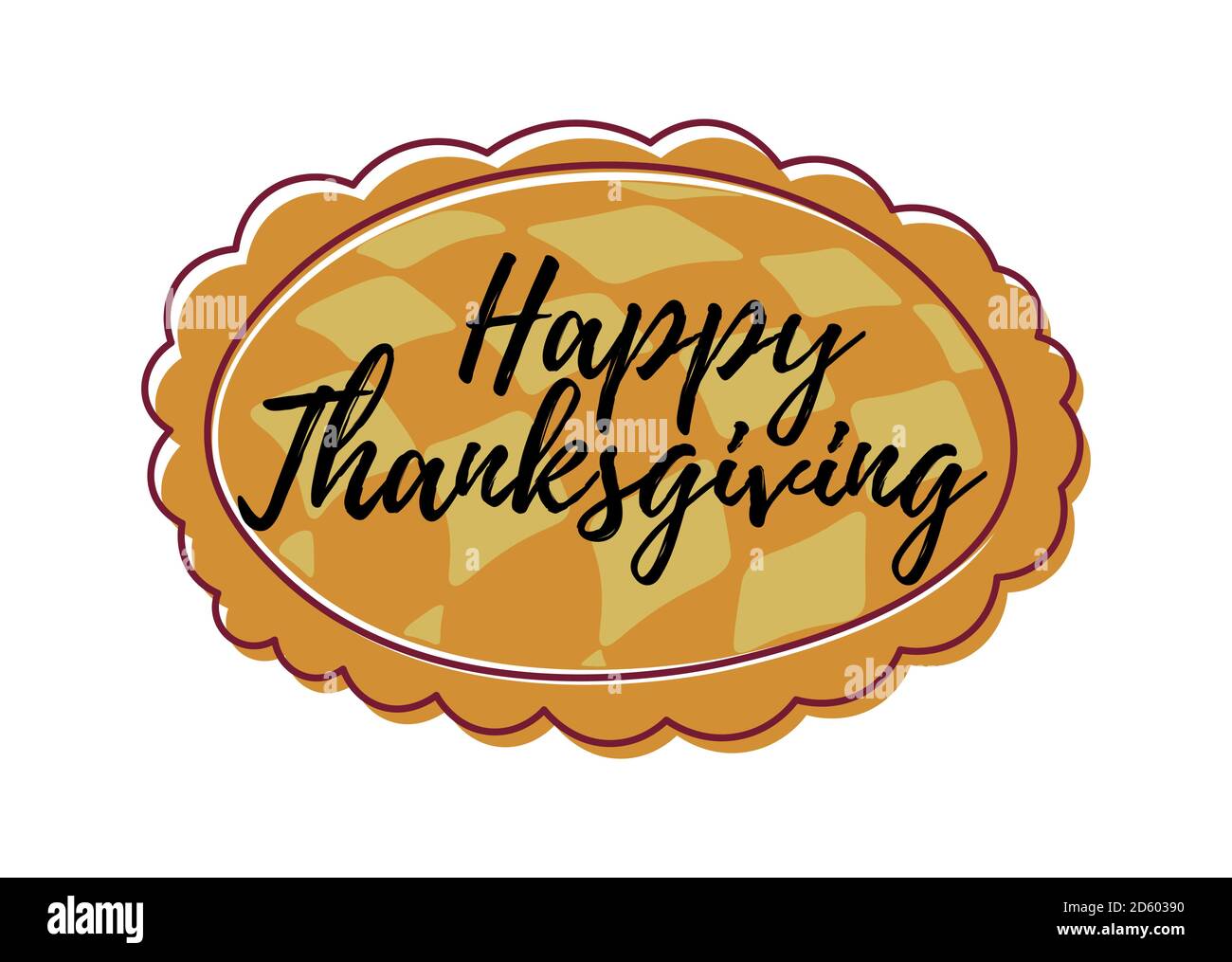 Vector Hand drawn Happy Thanksgiving typography in autumn apple pie ...