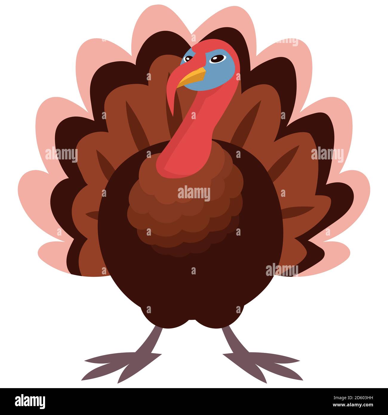 Gobbler front view. Farm animal in cartoon style Stock Vector Image ...