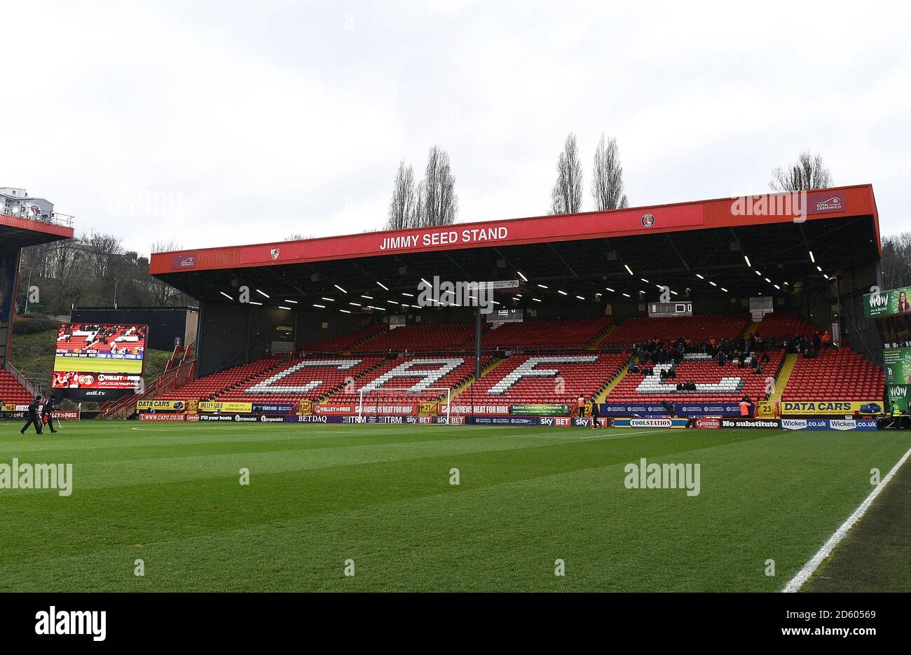 General view of the Jimmy Seed Stand stand prior to kick-off Stock ...