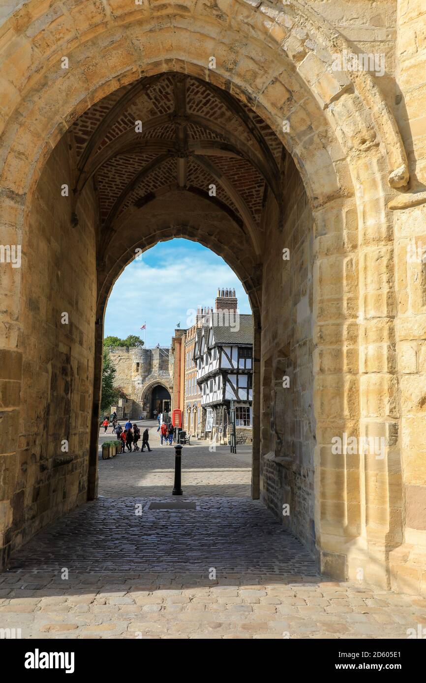 Looking through one of the arches of Exchequer Gate in the city of ...