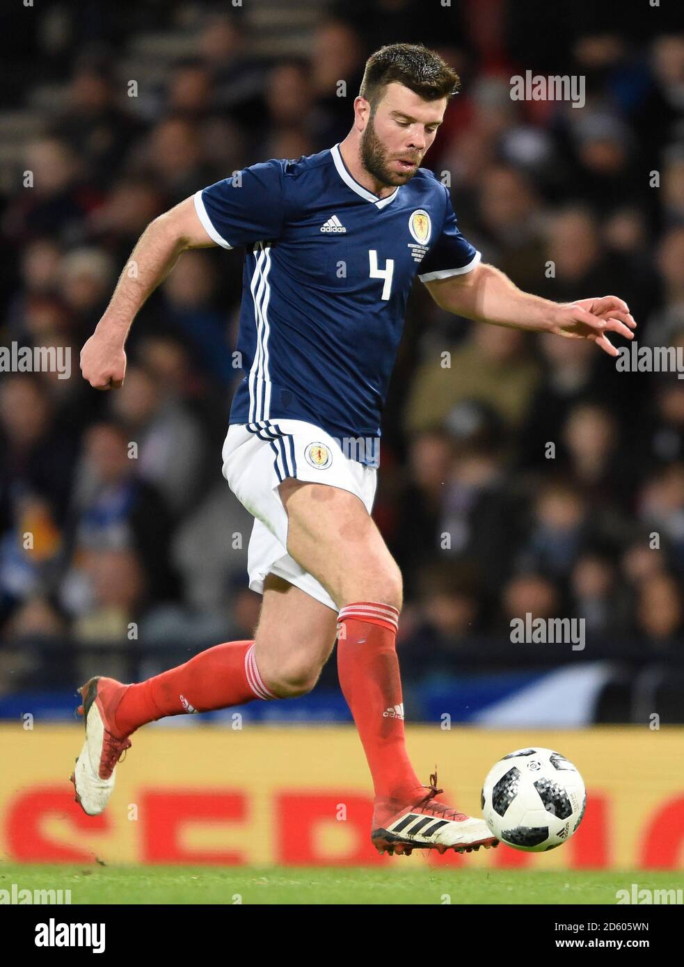 Scotland's Grant Hanley in action during the international friendly ...